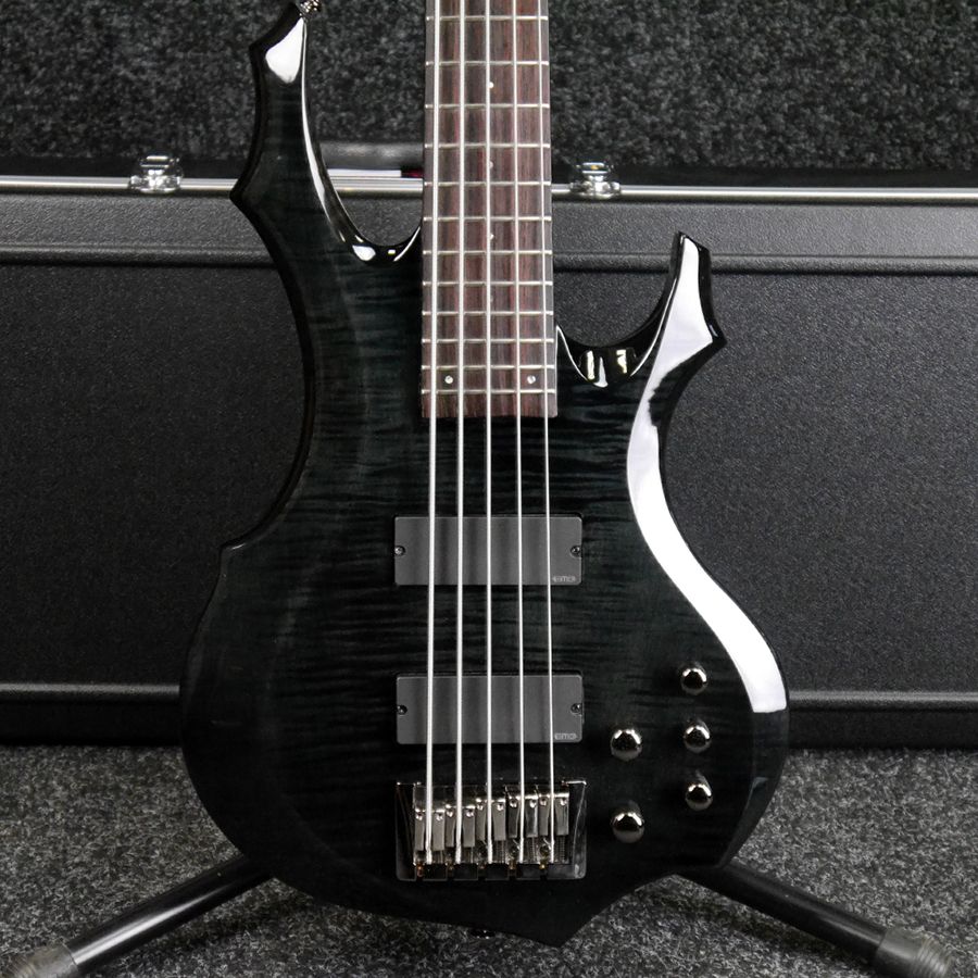 Esp Ltd F 415fm 5 String Bass See Thru Black W Hard Case 2nd Hand Rich Tone Music
